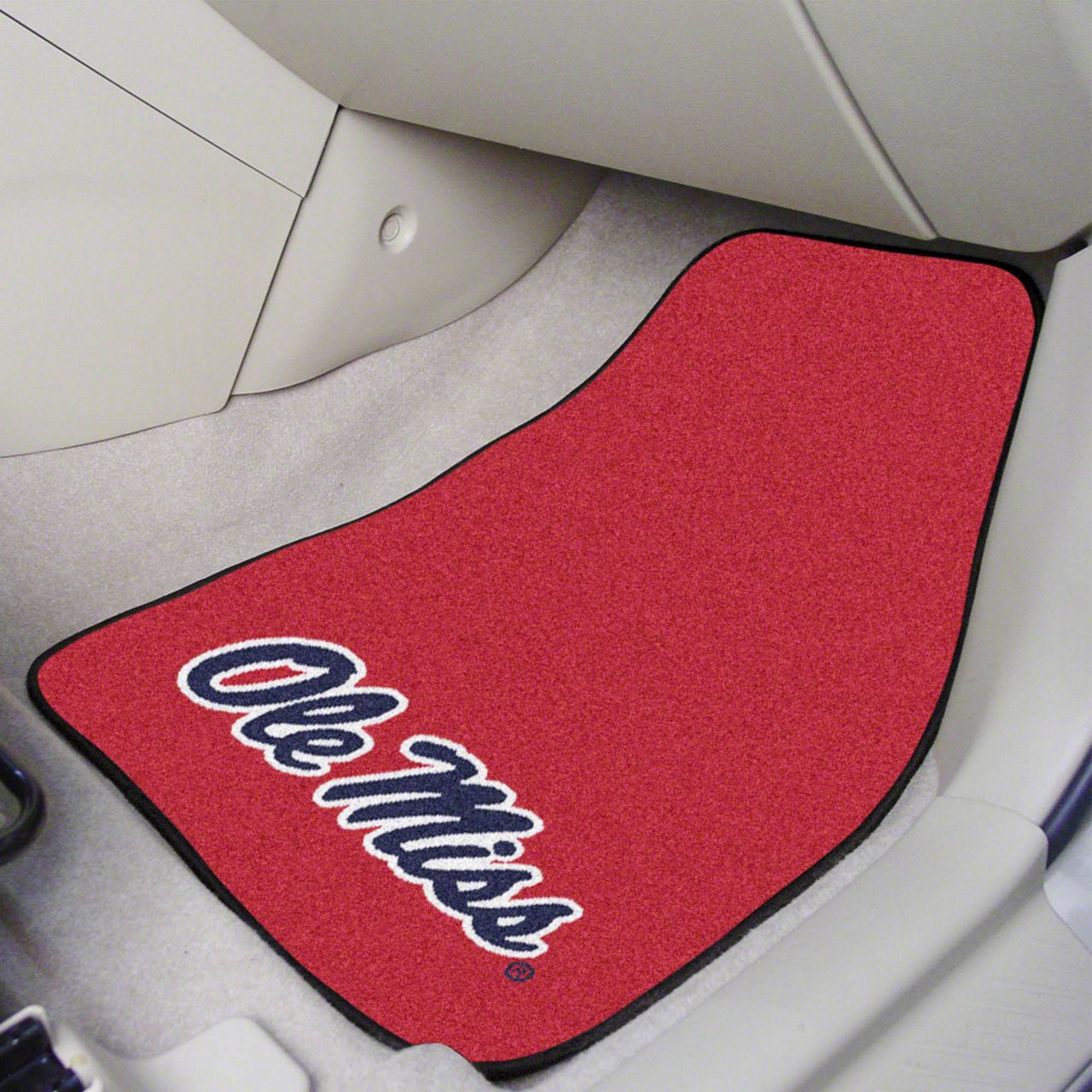 Challenger Carpet Front Floor Mats with Ole Miss Logo; Red (Universal ...