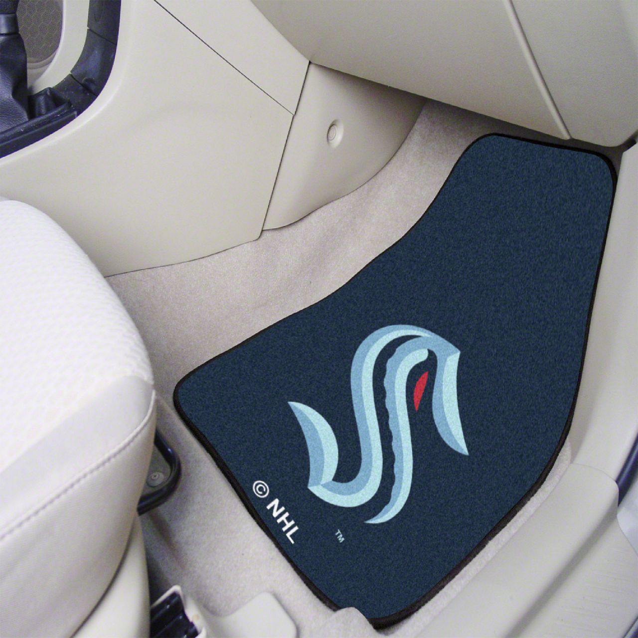 Challenger Carpet Front Floor Mats with Seattle Kraken Logo; Navy ...