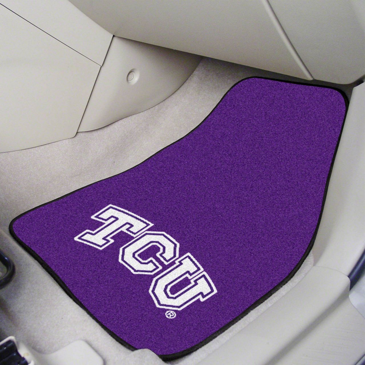 Challenger Carpet Front Floor Mats with TCU University Logo; Purple ...