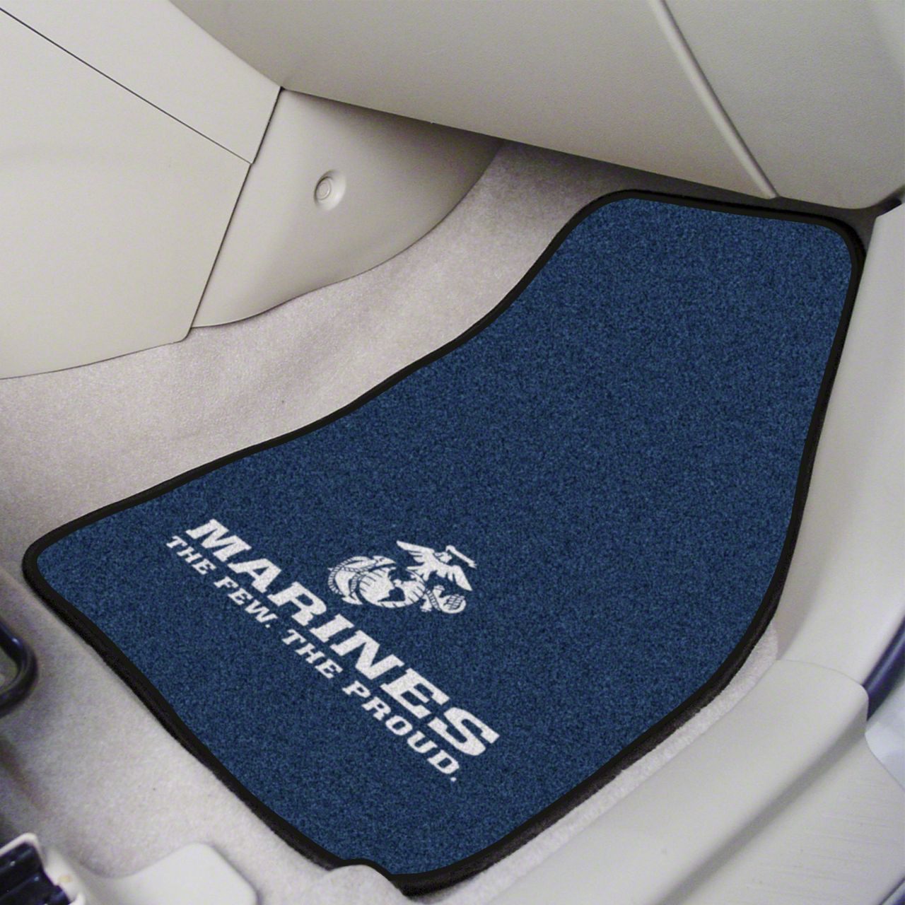 Challenger Carpet Front Floor Mats with U.S. Marines Logo; Black ...