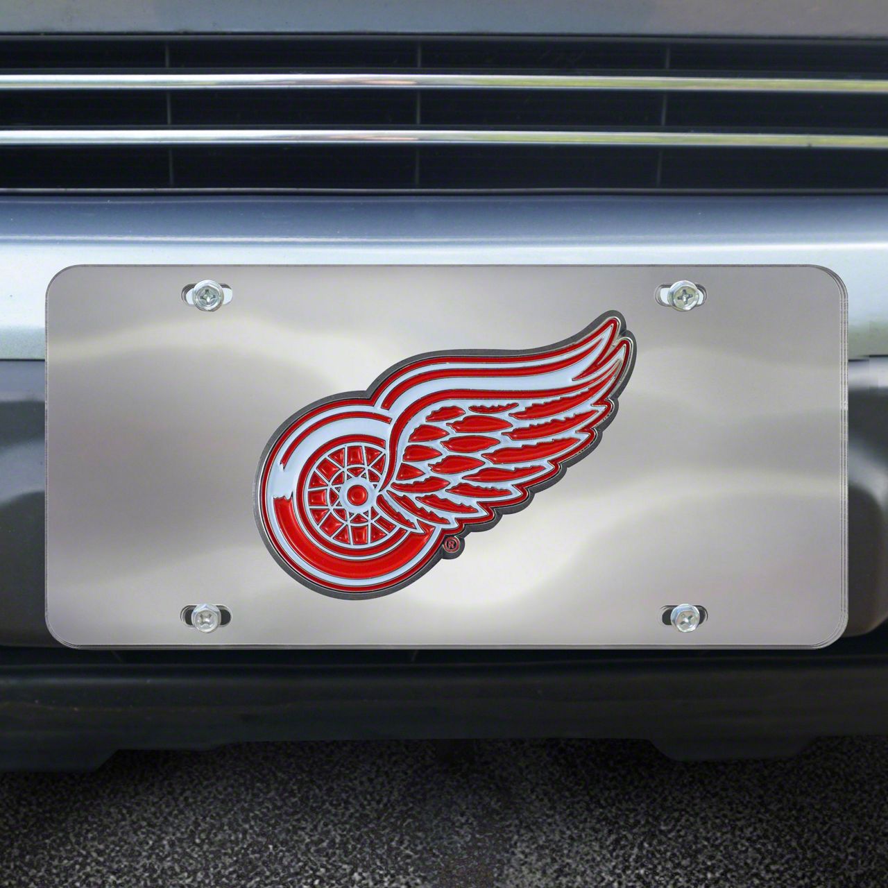 Challenger License Plate with Detroit Red Wings Logo; Stainless Steel ...