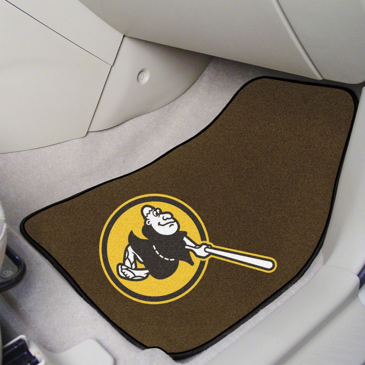 Charger Carpet Front Floor Mats with San Diego Padres Logo; Brown and ...