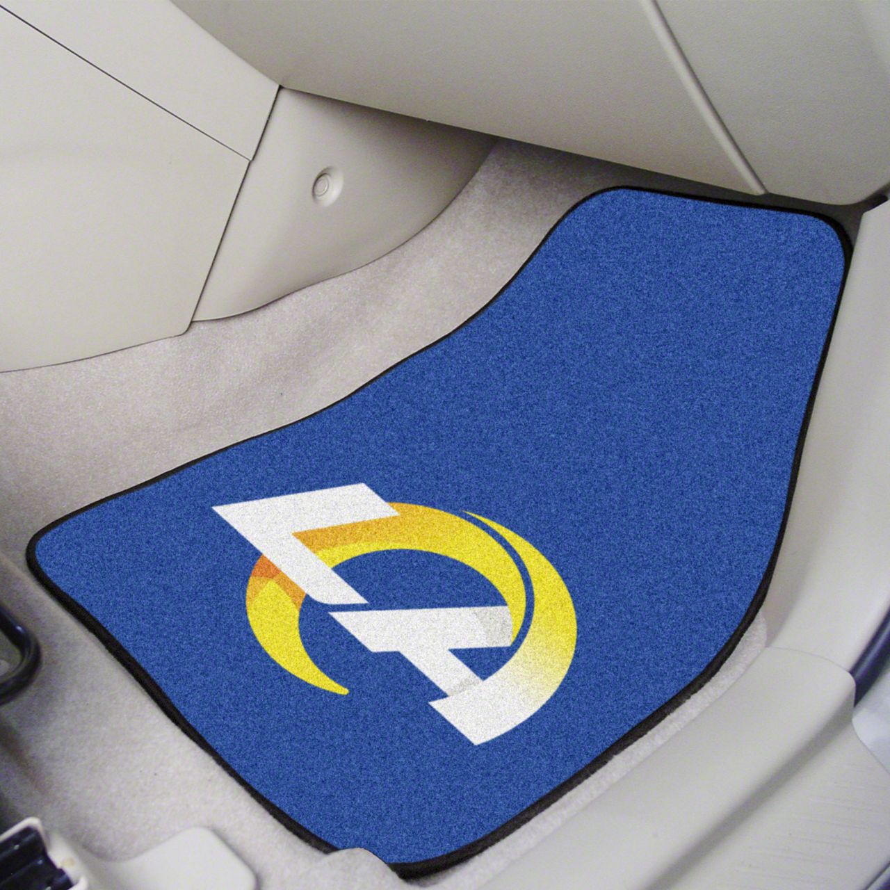 Mustang Carpet Front Floor Mats with Los Angeles Rams Logo; Navy ...