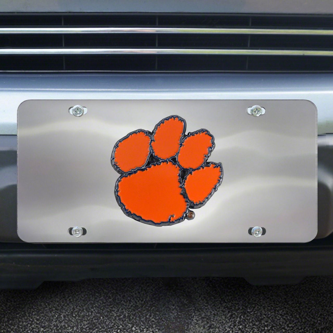 Mustang License Plate with Clemson University Logo; Stainless Steel ...