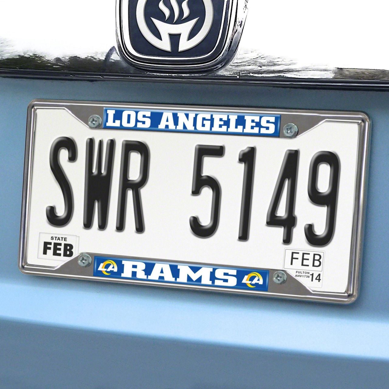 Mustang License Plate Frame with Los Angeles Rams Logo; Blue (Universal ...