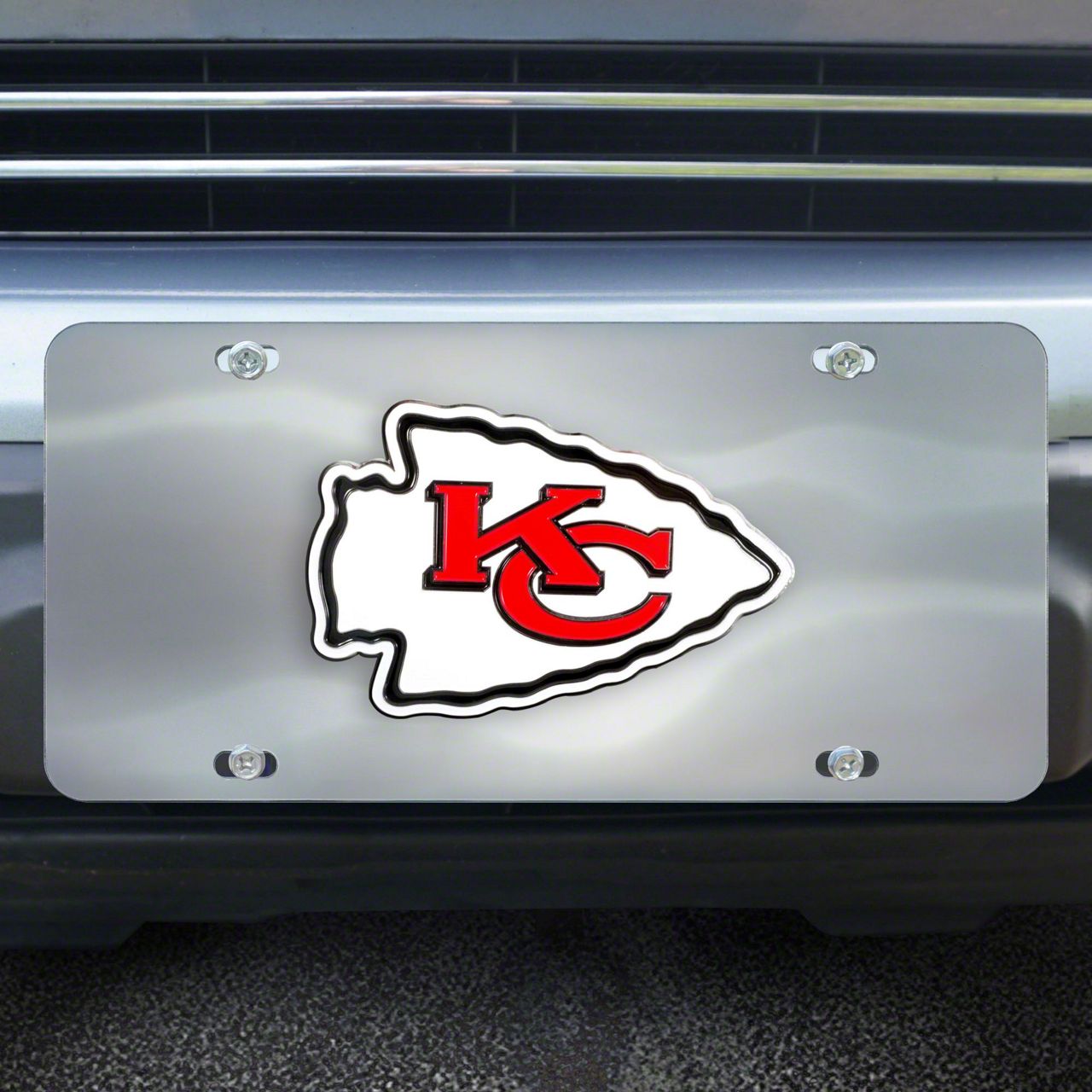 Mustang License Plate with Kansas City Chiefs Logo; Stainless Steel ...