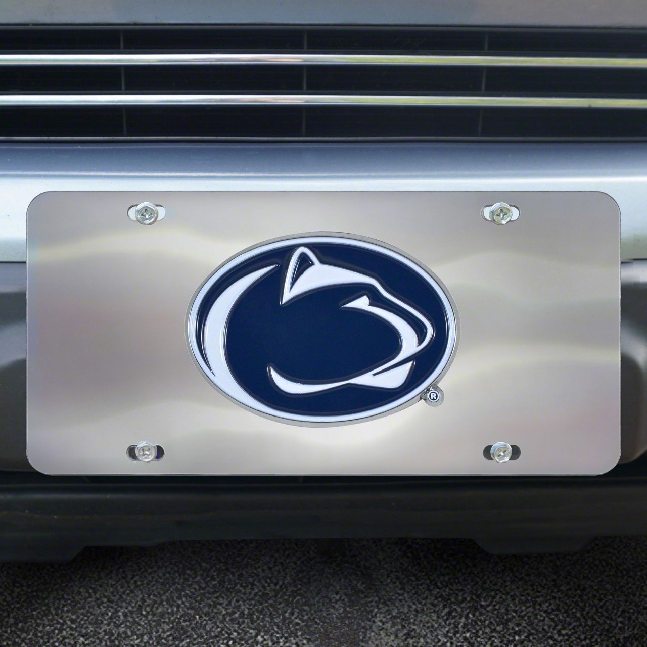 Mustang License Plate with Penn State University Logo; Stainless Steel ...