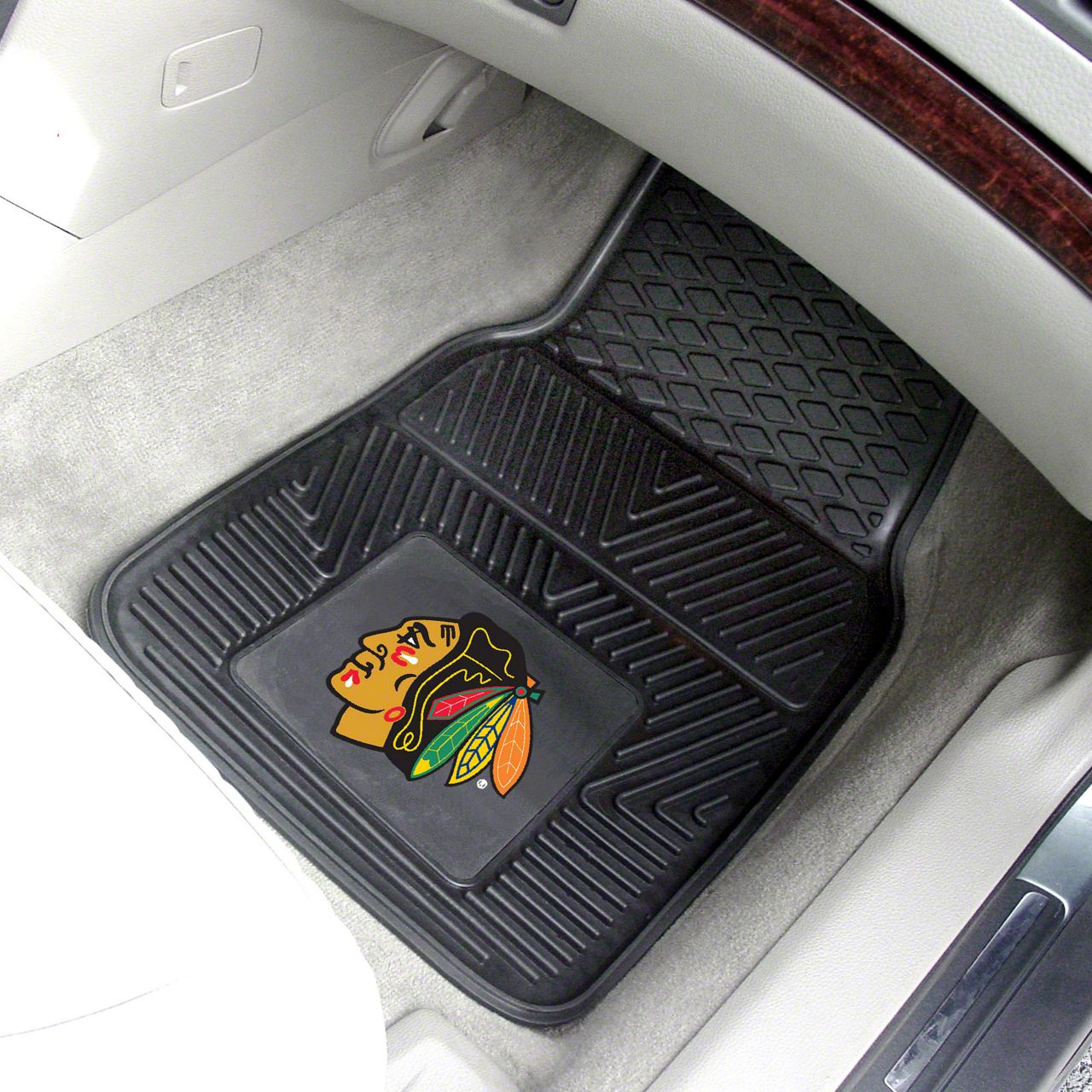 Mustang Vinyl Front Floor Mats with Chicago Blackhawks Logo; Black ...