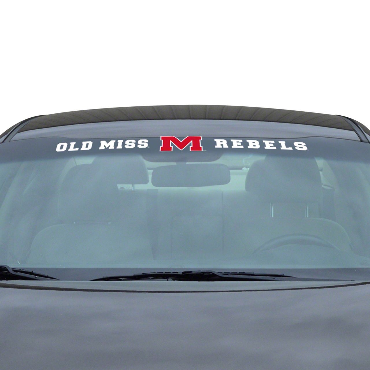 Mustang Windshield Decal with Ole Miss Logo; White (Universal; Some ...