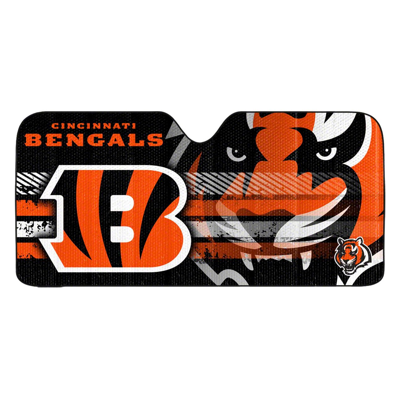 Mustang Windshield Sun Shade with Cincinnati Bengals Logo; Black ...