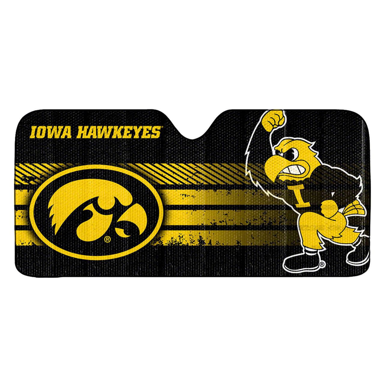 Mustang Windshield Sun Shade with University of Iowa Logo; Black ...