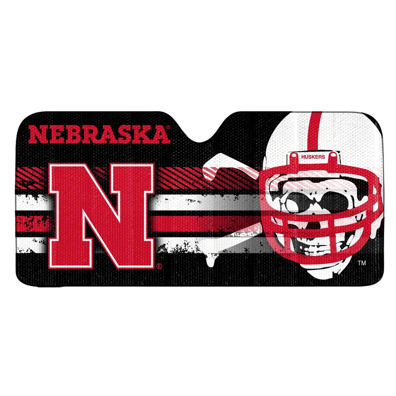Mustang Windshield Sun Shade with University of Nebraska Logo; Black ...