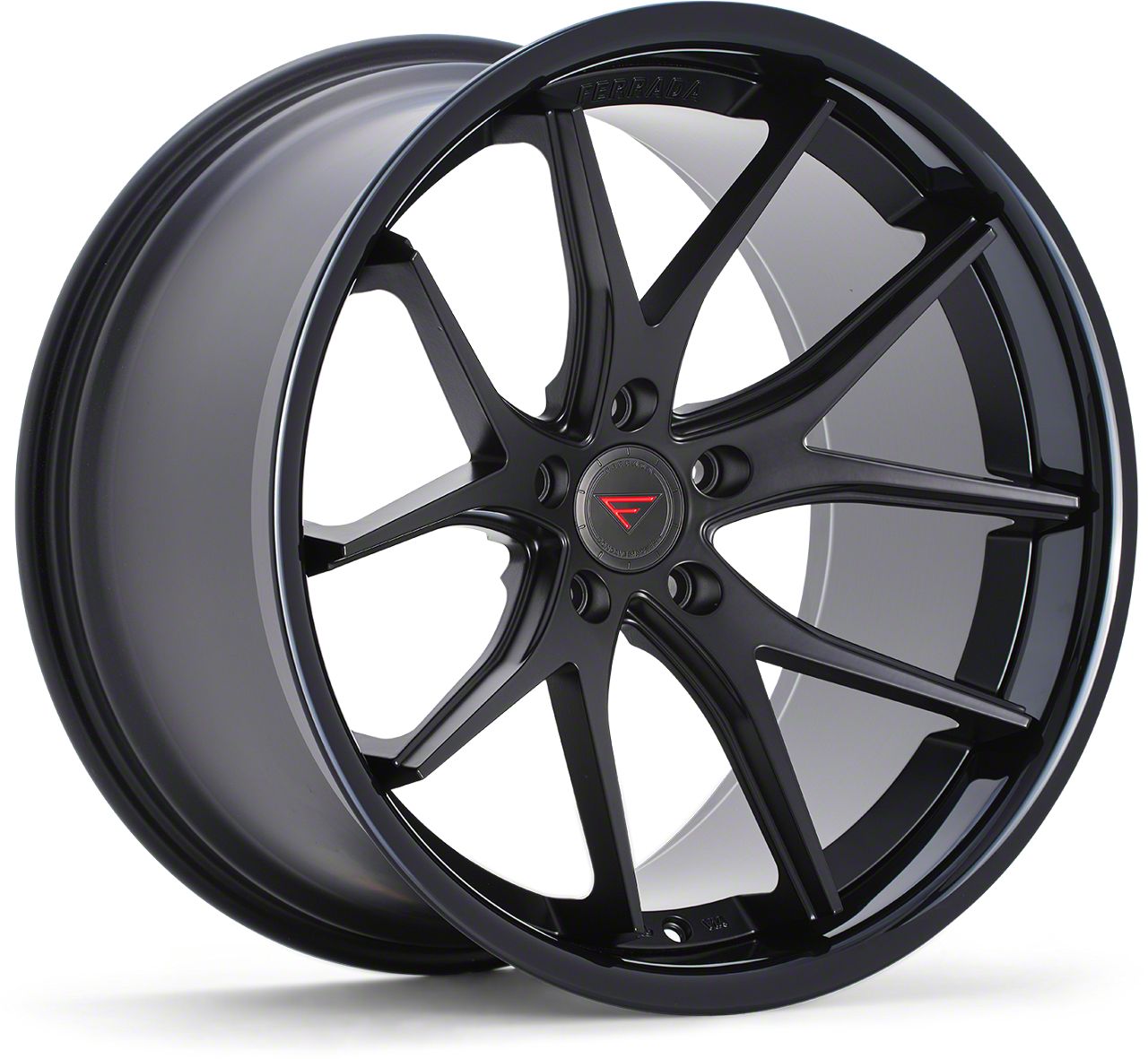 Ferrada Wheels Charger FR2 Matte Black with Gloss Black Lip Wheel; Rear ...