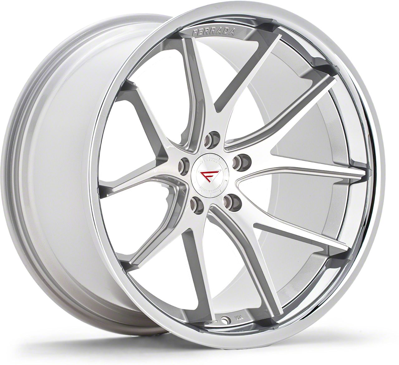 Ferrada Wheels Camaro FR2 Machine Silver with Chrome Lip Wheel; Rear ...