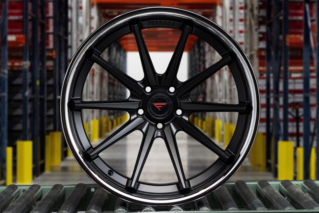 Ferrada Wheels Mustang FR4 Machine Black with Chrome Lip Wheel; 22x9 ...
