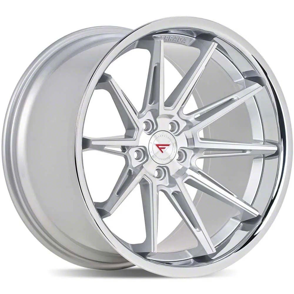 Ferrada Wheels Mustang CM2 Machine Silver with Chrome Lip Wheel; Rear ...