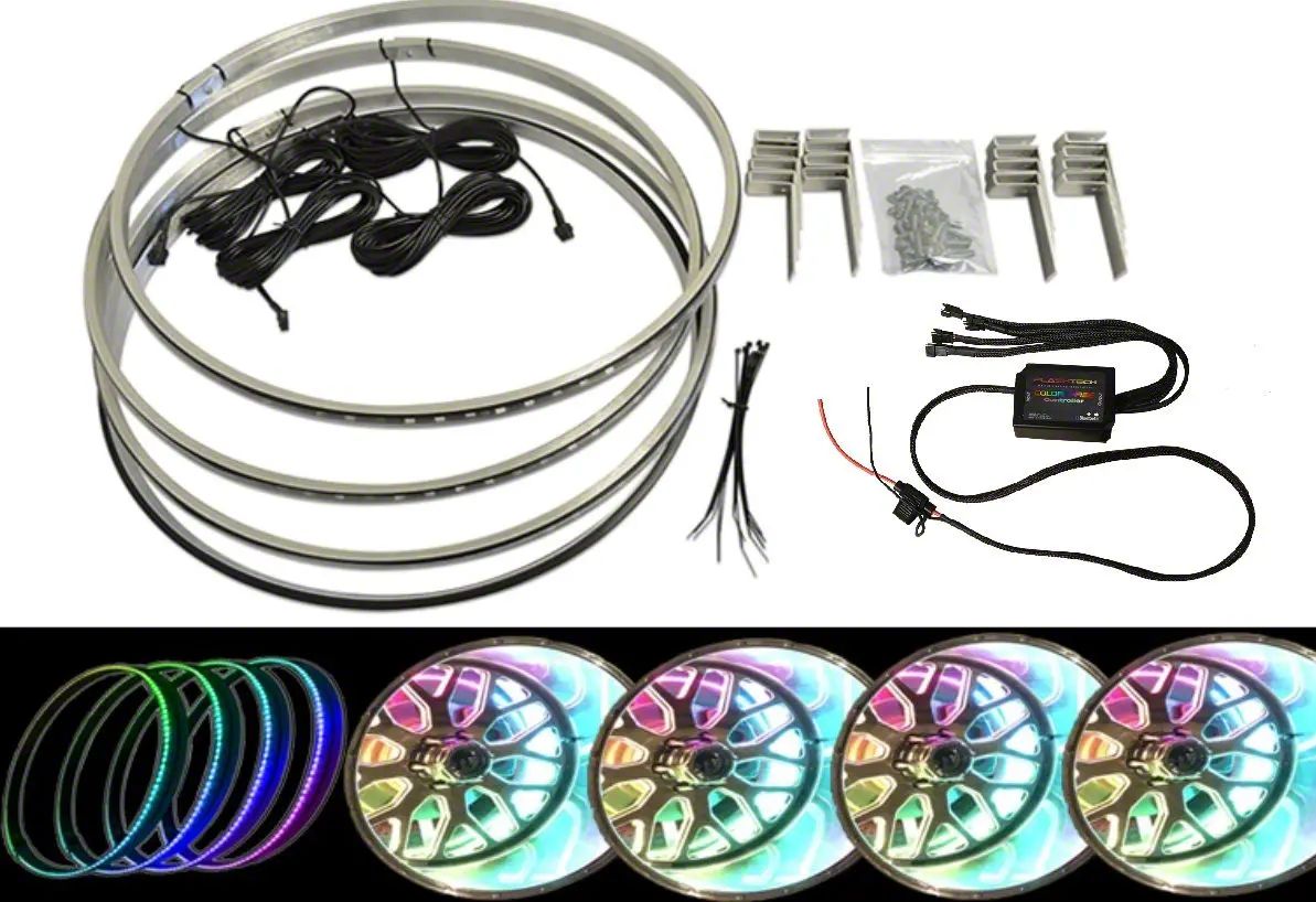 Flashtech Mustang ColorChase RGB LED Wheel Light Kit; 17-Inch FTWL-CC17 ...