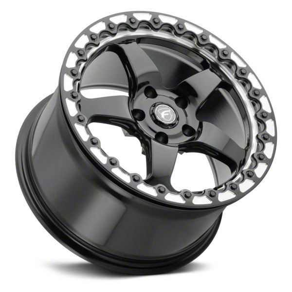 Forgestar Corvette D5 Beadlock Gloss Black Machined Wheel; Rear Only ...
