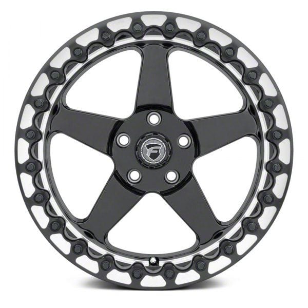 Forgestar Corvette D5 Beadlock Gloss Black Machined Wheel; Rear Only ...