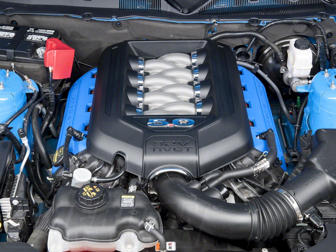 Ford Performance Mustang Coil Covers with Powered By Ford Logo; Blue M ...