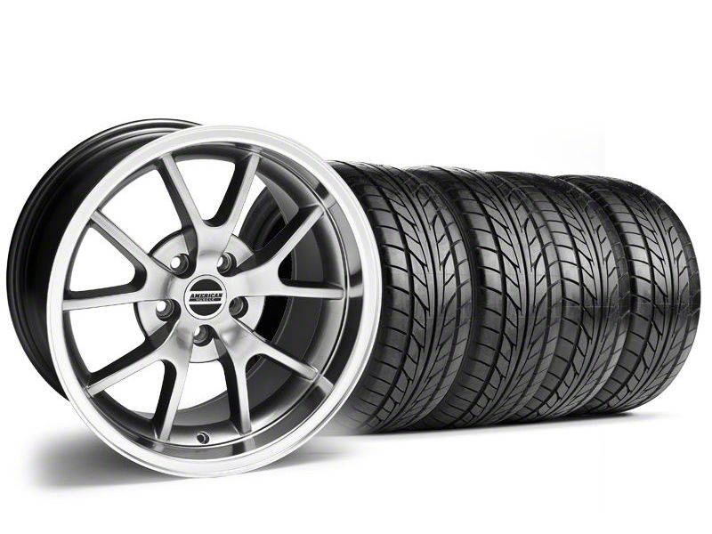 Mustang Staggered FR500 Style Hypercoated Wheel & NITTO Tire Kit; 18x9 ...