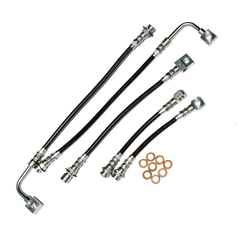J&M Camaro Stainless Steel Teflon Brake Hose Kit; Black Outer Cover ...