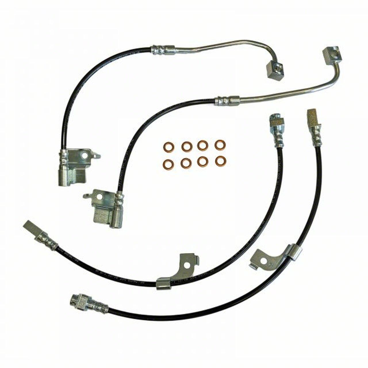 J&M Mustang Stainless Steel Teflon Brake Hose Kit; Black Outer Cover ...