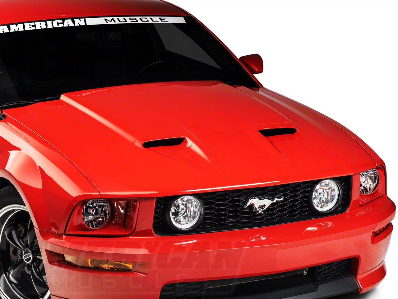 Mustang Mach 1 Style Hood; Unpainted (05-09 Mustang GT, V6) - Free Shipping