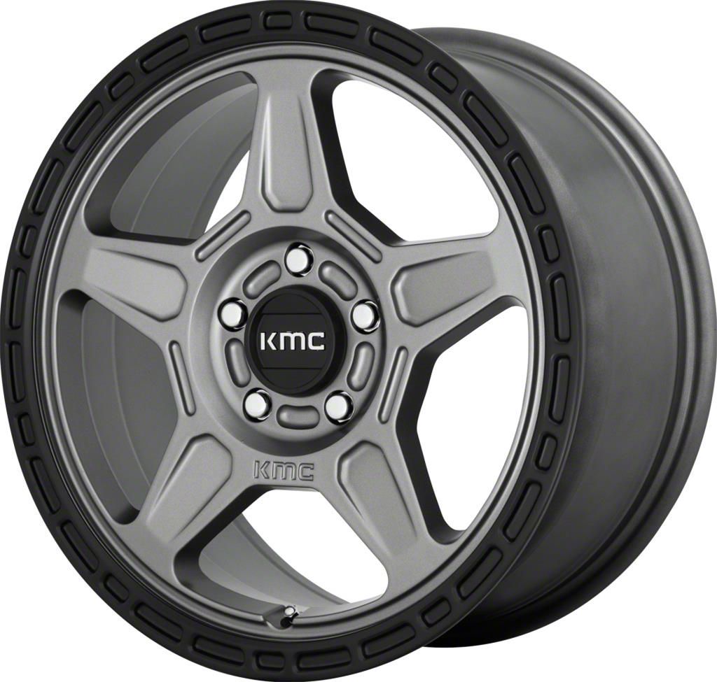 KMC Mach-E Alpine Satin Gray with Black Lip Wheel; 18x8 KM72188045438 ...