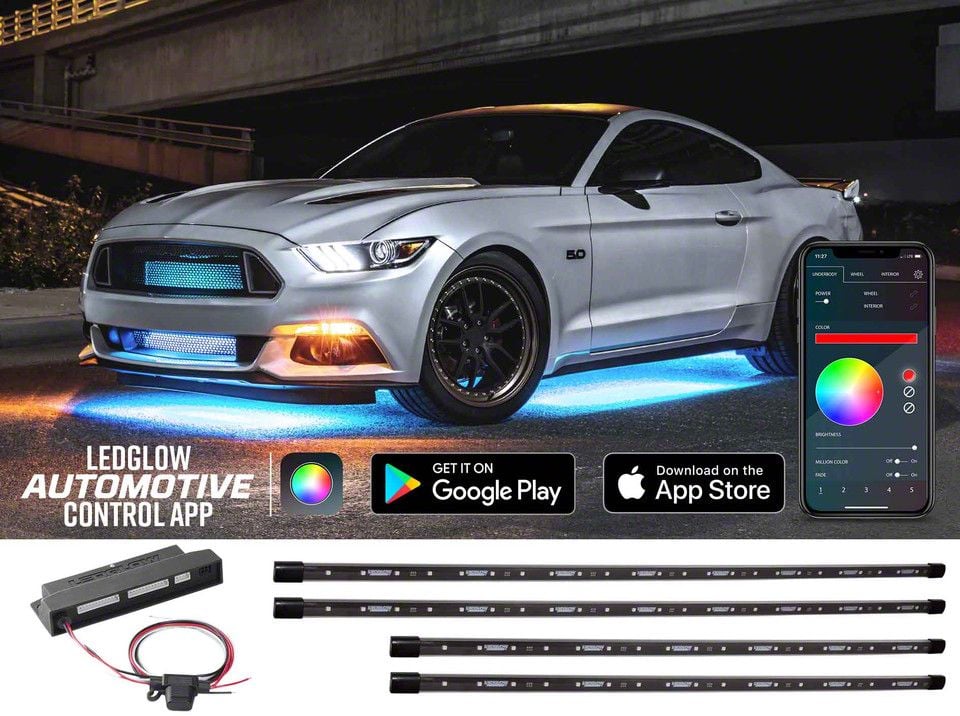 LEDGlow Charger Bluetooth Million Color Car Underbody Lighting Kit with ...