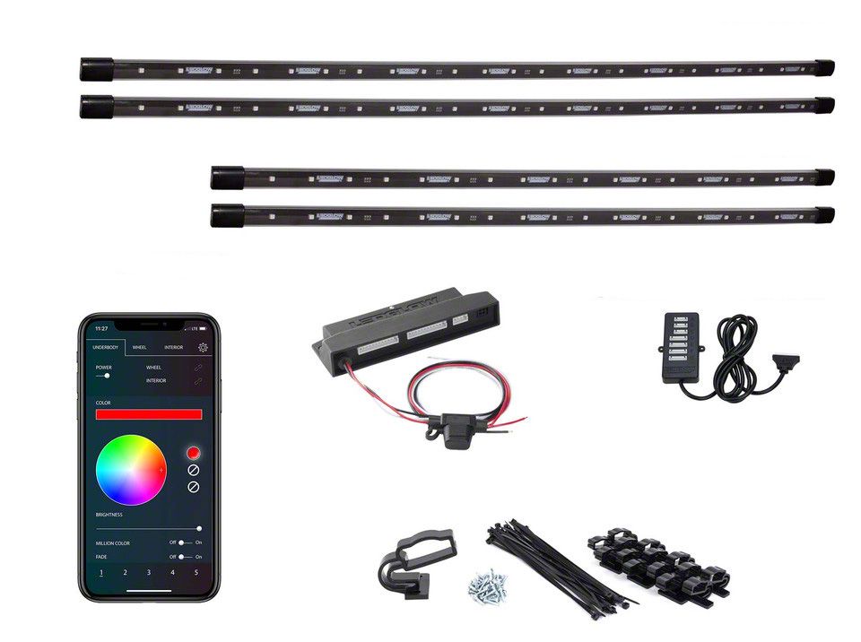 LEDGlow Mustang Bluetooth Million Color Car Underbody Lighting Kit with ...