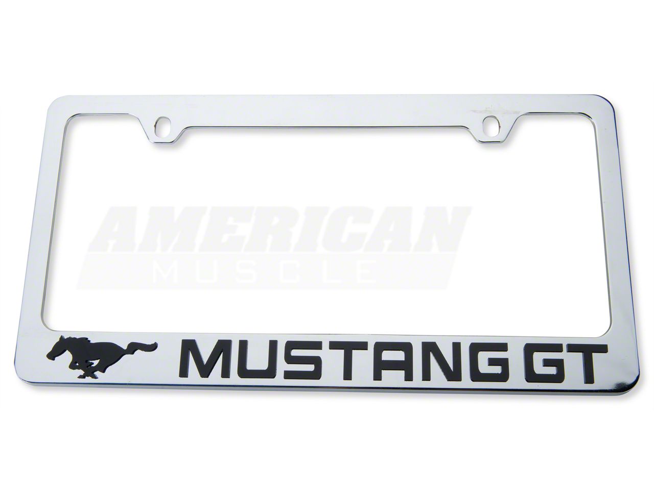 SpeedForm Mustang License Plate Frame; Black Pony with Mustang GT ...