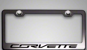 Universal AM License Plate Frame with Corvette Lettering; Blue Carbon ...