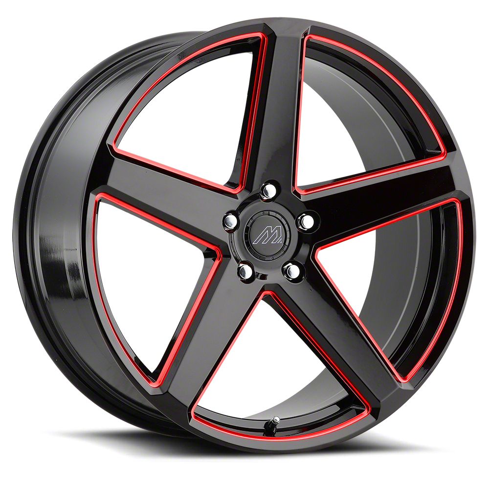 MACH Forged Challenger MF.15 Glossy Black with Red Milled Accents Wheel ...