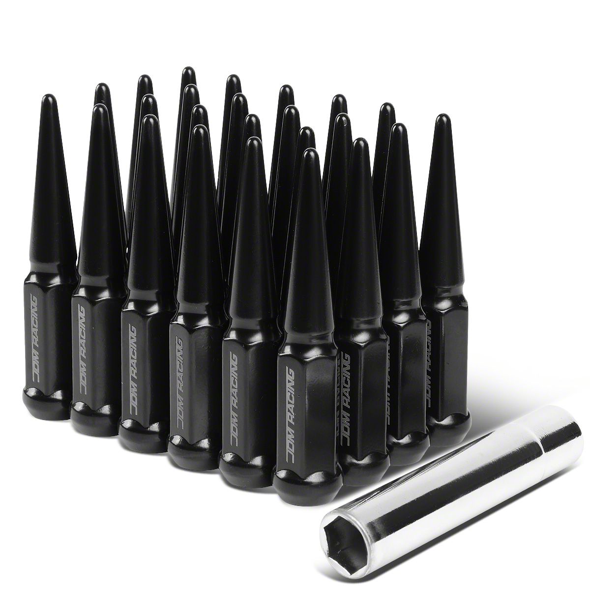 Mach-E Black Steel Spiked Lug Nuts; M14x1.5; Set of 24 (21-26 Mustang ...