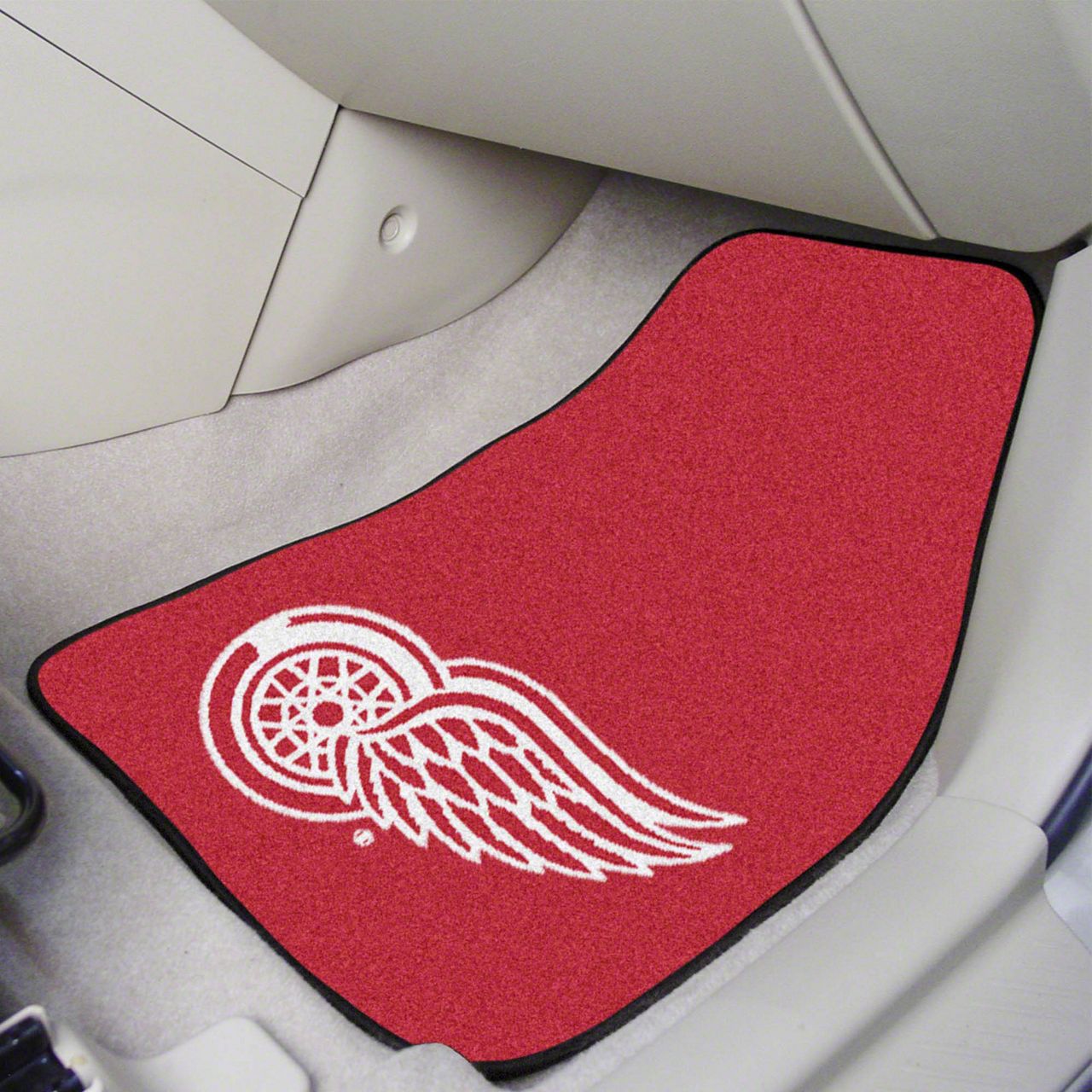 Mach-E Carpet Front Floor Mats with Detroit Red Wings Logo; Red ...