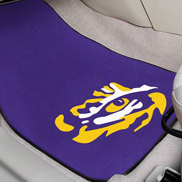 Mach-E Carpet Front Floor Mats with LSU Logo; Purple (Universal; Some ...