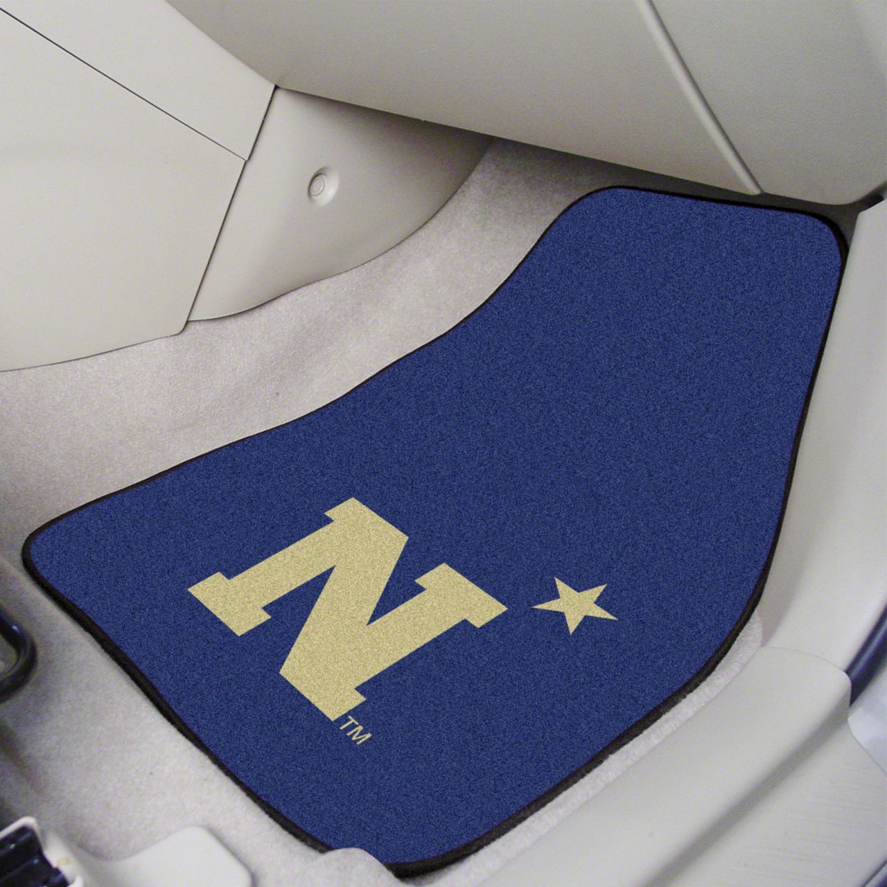 Mach-E Carpet Front Floor Mats with Navy Logo; Navy (Universal; Some ...