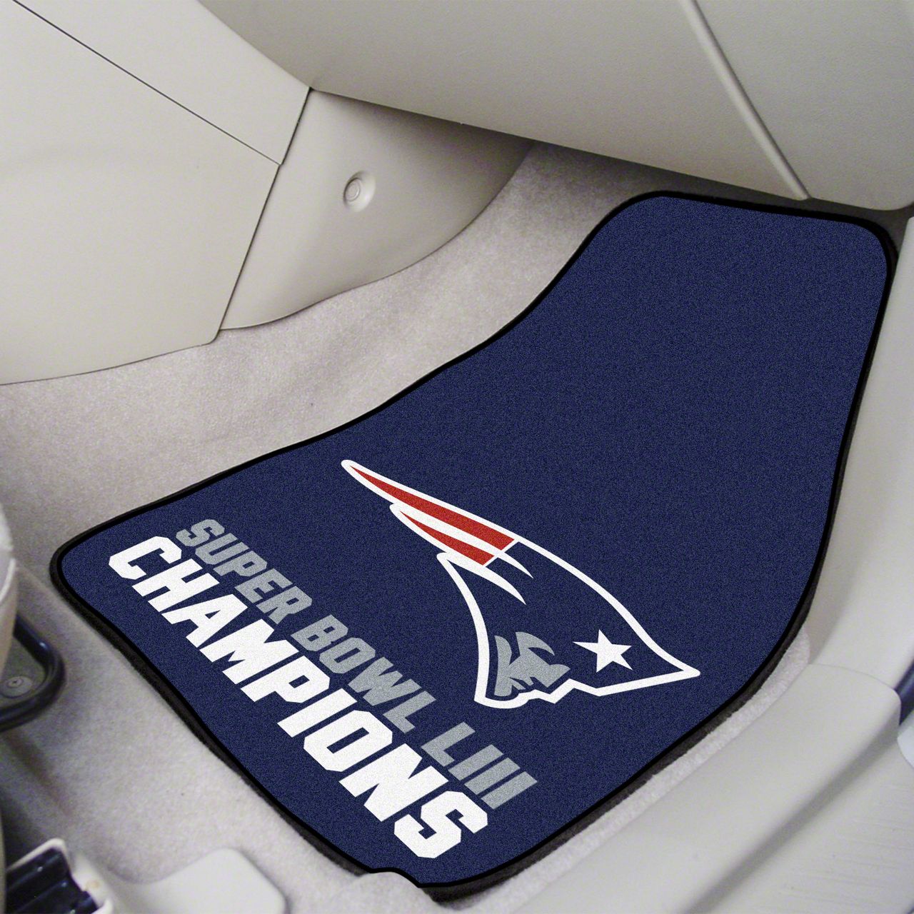 Mach-E Carpet Front Floor Mats with New England Patriots Logo; Blue ...