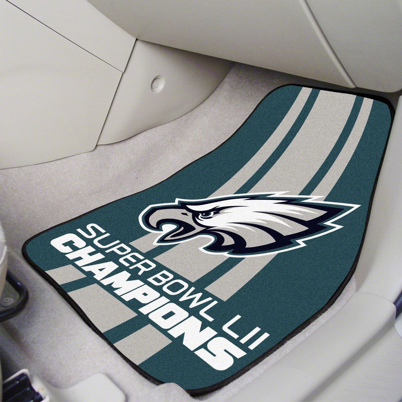 Mach-E Carpet Front Floor Mats with Philadelphia Eagles Logo; Green ...