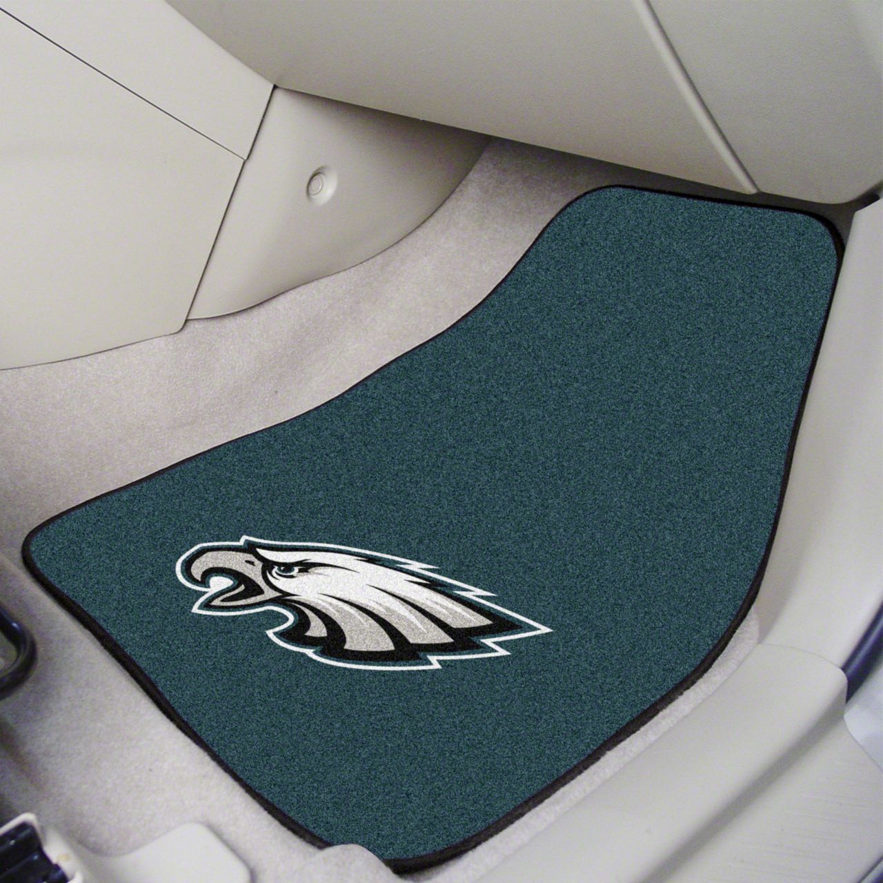 Mach-E Carpet Front Floor Mats with Philadelphia Eagles Logo; Green ...