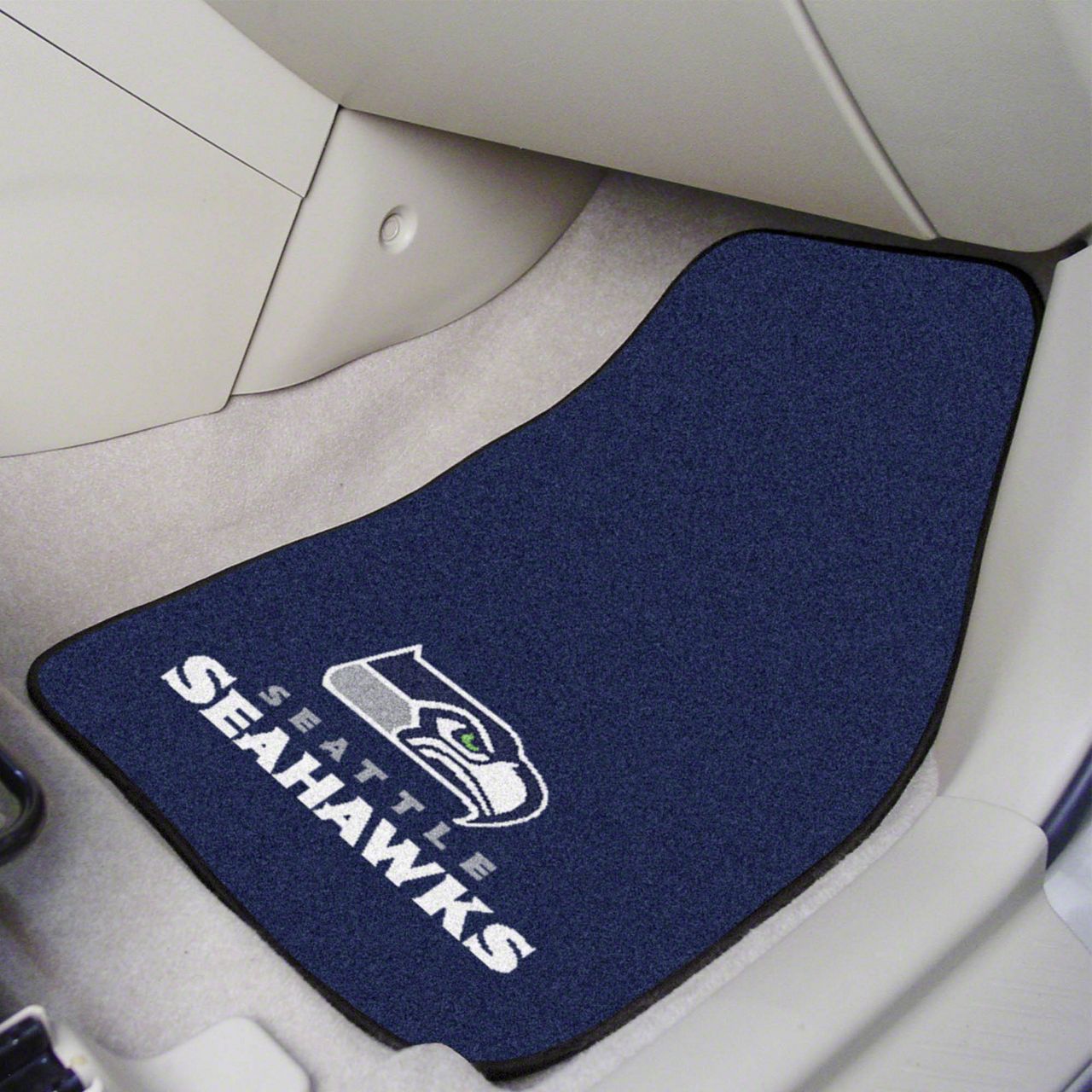 Mach-E Carpet Front Floor Mats with Seattle Seahawks Logo; Blue ...
