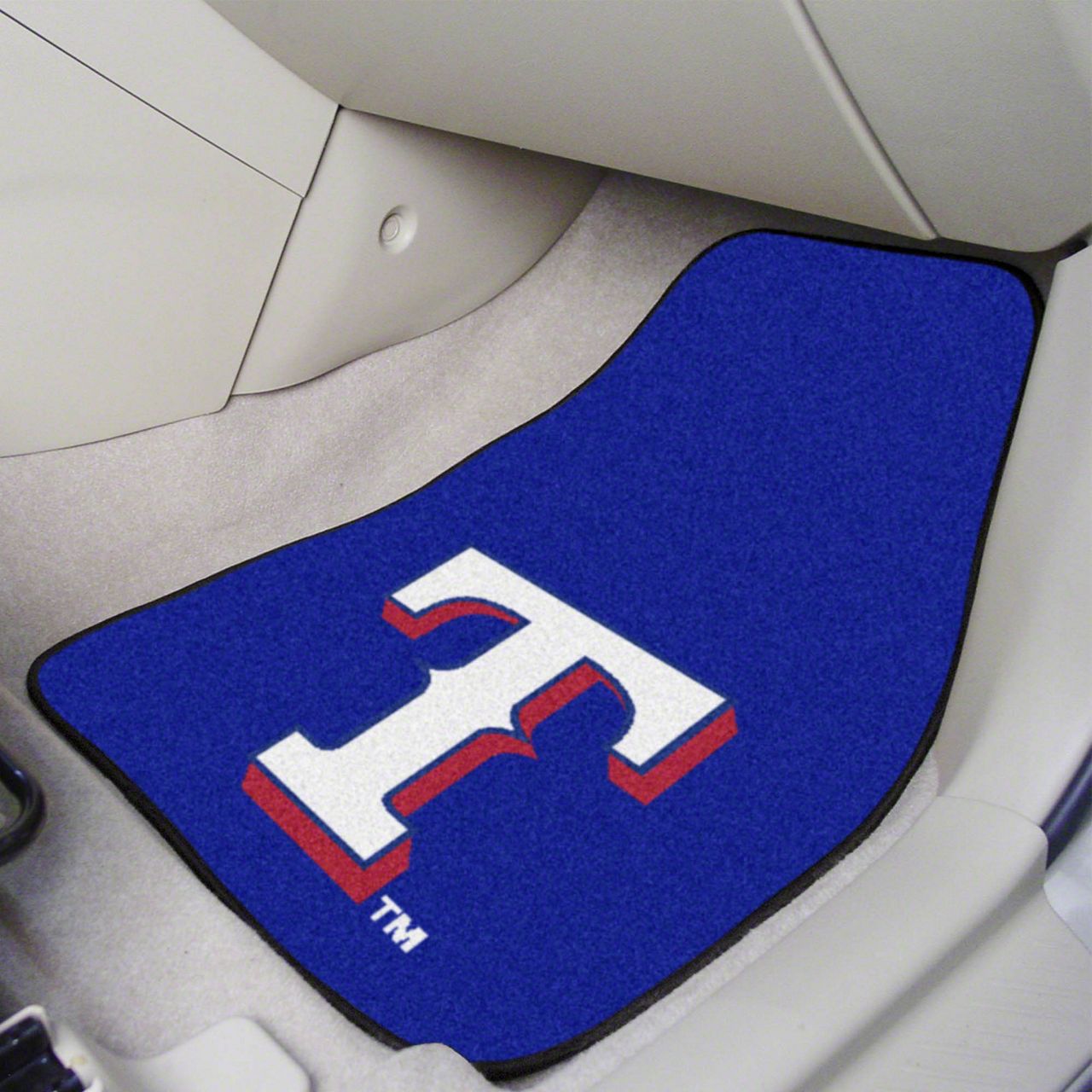 Mach-E Carpet Front Floor Mats with Texas Rangers Logo; Blue (Universal ...