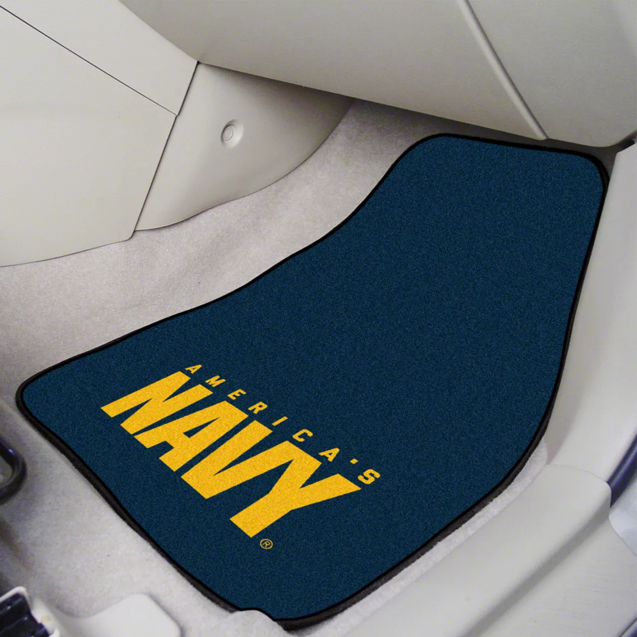 Mach-E Carpet Front Floor Mats with U.S. Navy Logo; Navy (Universal ...