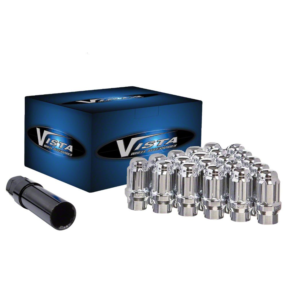 Mach-E Chrome Acorn Spline ET Lug Nuts for Aftermarket Wheels; M14x1.5 ...