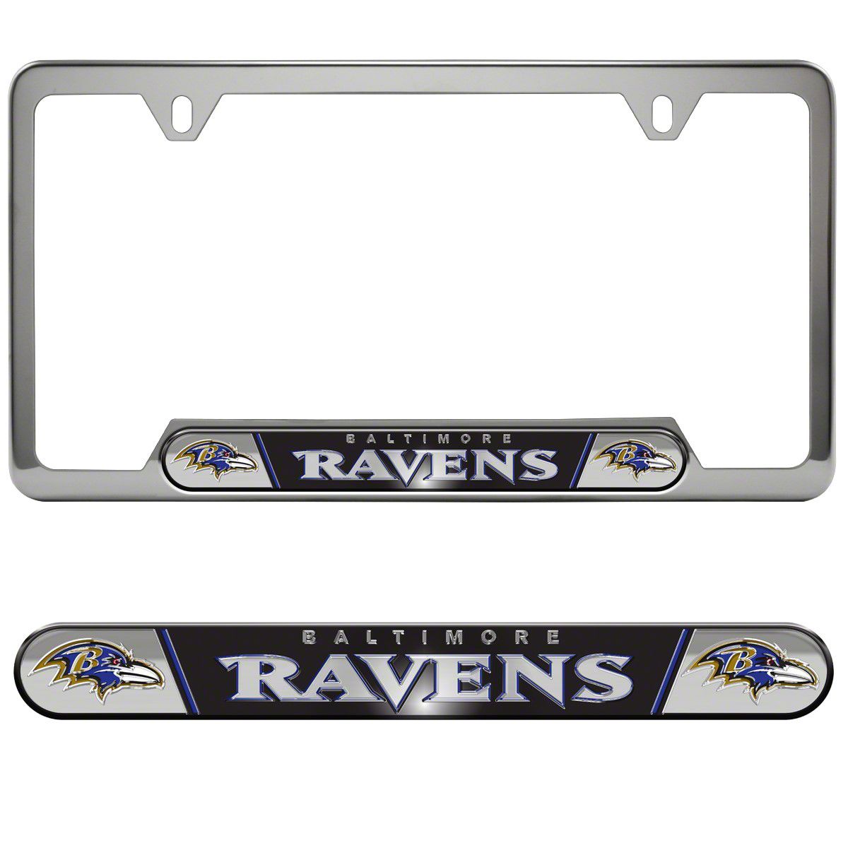 Mach-E Embossed License Plate Frame with Baltimore Ravens Logo; Black ...
