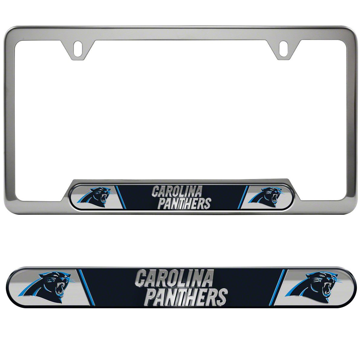 Mach-E Embossed License Plate Frame with Carolina Panthers Logo; Black ...