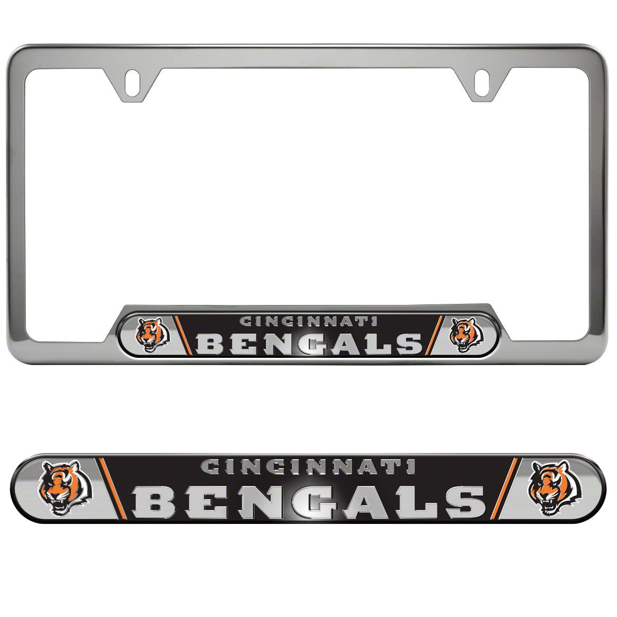 Mach-E Embossed License Plate Frame with Cincinnati Bengals Logo; Black ...