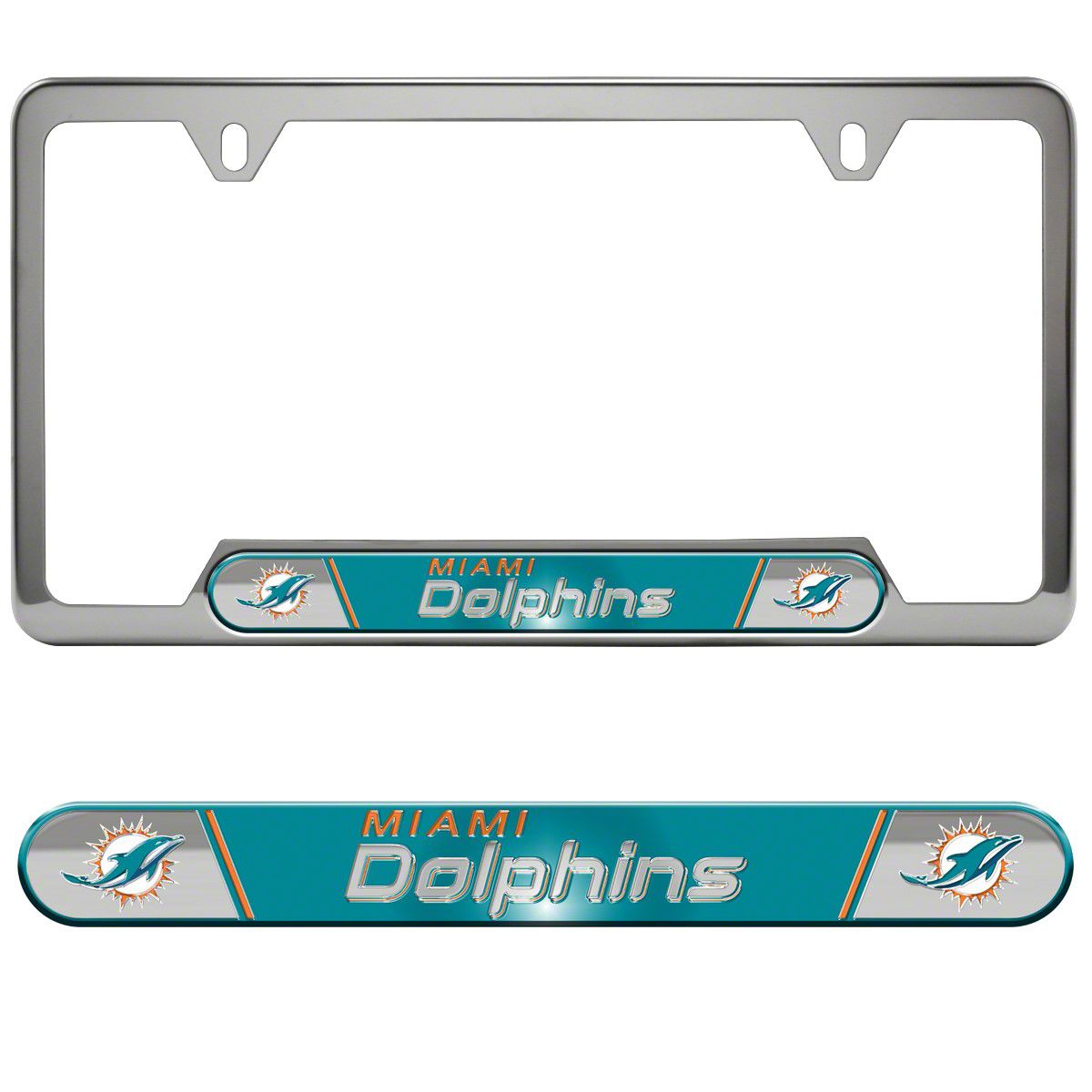 Mach-E Embossed License Plate Frame with Miami Dolphins Logo; Aqua ...