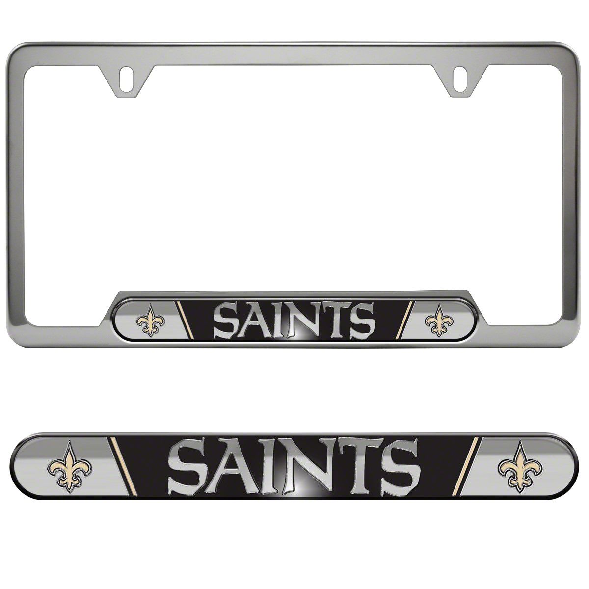 Mach-E Embossed License Plate Frame with New Orleans Saints Logo; Black ...